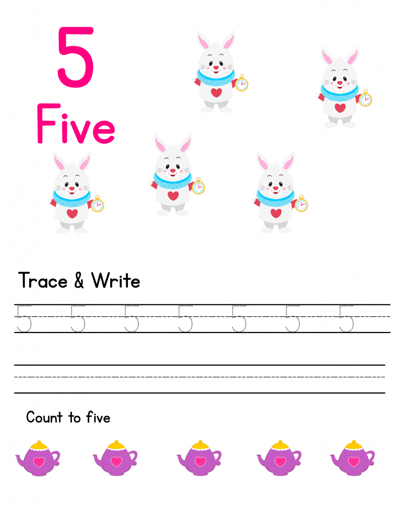Free Counting with Alice in Wonderland Printable for Pre-K/Kindergarten