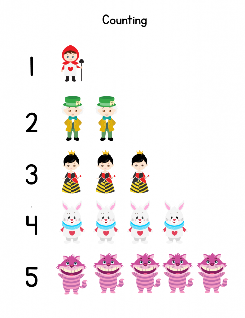 Free Counting with Alice in Wonderland Printable for Pre-K/Kindergarten