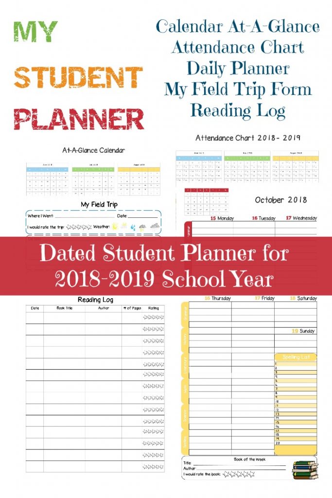 2018-2019 Student Planner - Free Printable