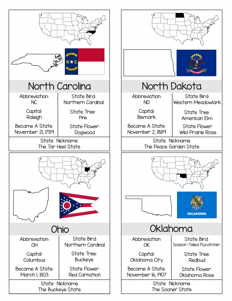 50 States Facts Cards | As They Grow Up